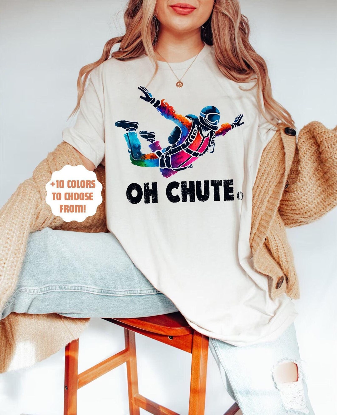 Oh Chute Funny Skydiving T-shirt | Colorful Skydiver Tee | Parachute ...