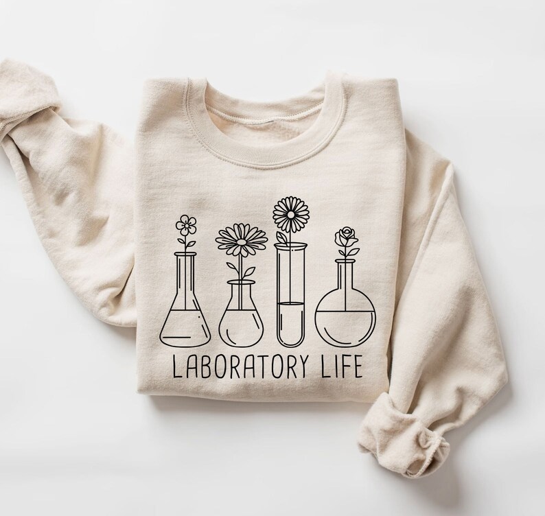 Laboratory Life Sweatshirt | Science Floral Crewneck | Botanical Beaker ...