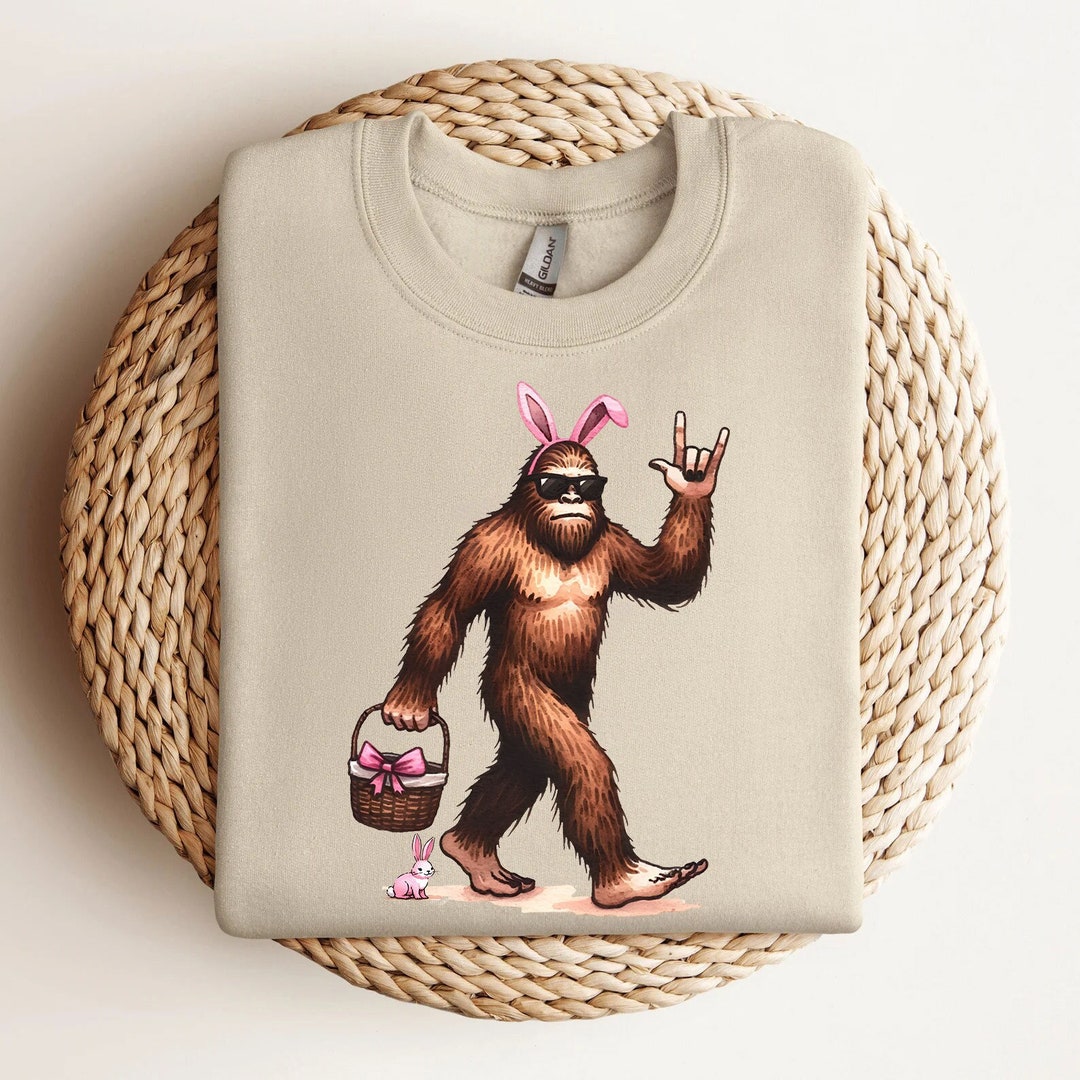 Bigfoot Bunny Easter Sweatshirt | Sasquatch Spring Sweater | Easter Egg ...