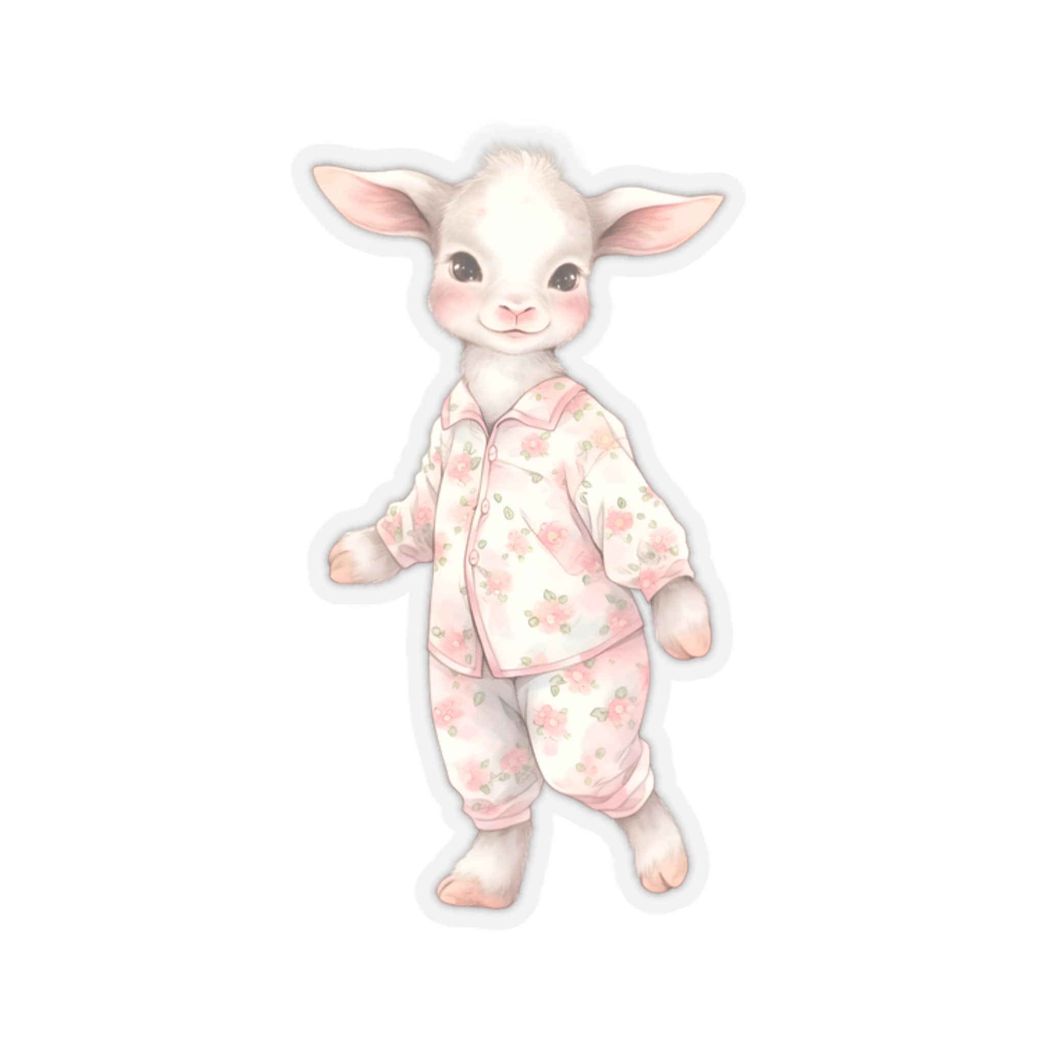 Cute Goat Sticker Cute Baby Goat in a Pink Pajamas Sticker - Etsy