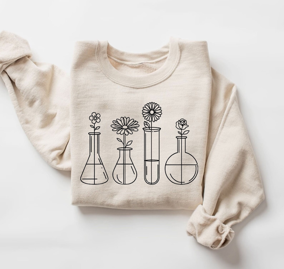 Botanical Beaker Sweatshirt | Chemistry Floral Shirt | Science Educator ...