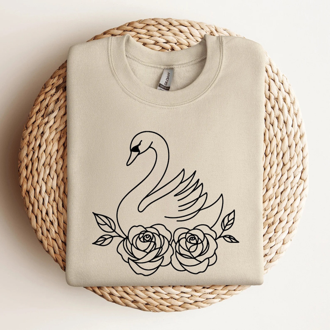 Elegant Swan and Roses Sweatshirt | Graceful Bird Shirt | Swan Lover ...