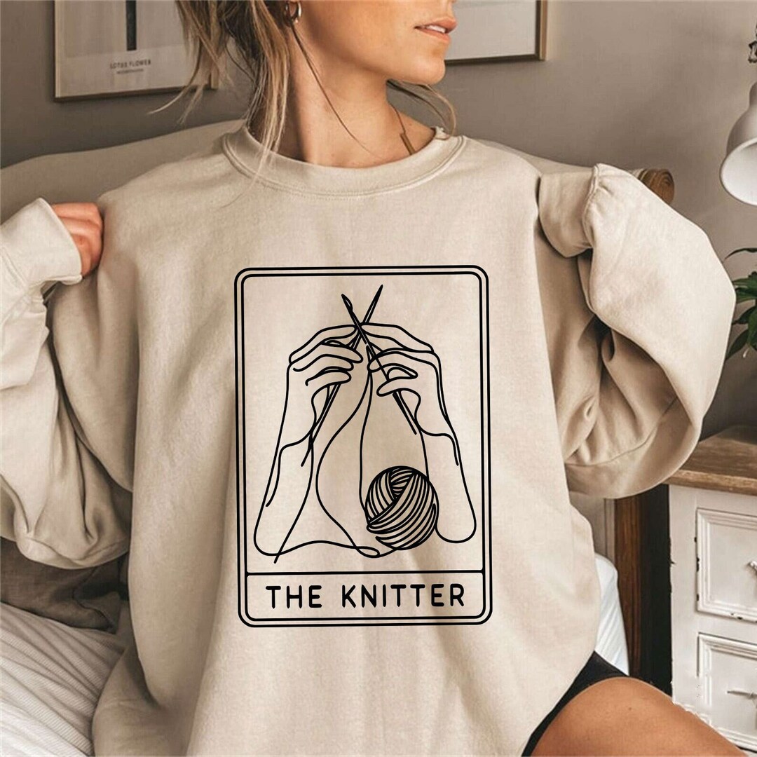The Knitter Sweatshirt Tarot Card Knitter Knitting Lover Sweater Knitting Lover Gift Knitting ...