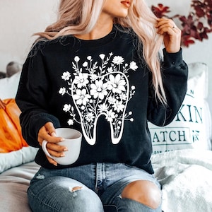 Floral Tooth Sweatshirt | Dentist Gift | Dental Hygienist Sweater ...