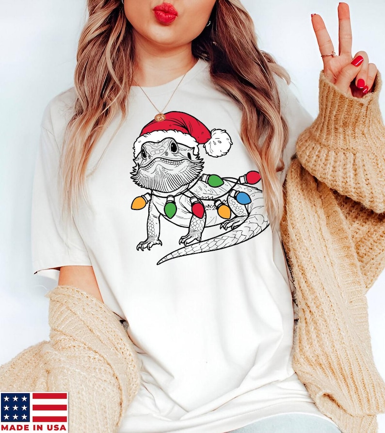 Comfort Colors Bearded Dragon Christmas T-shirt | Cute Reptile Holiday ...