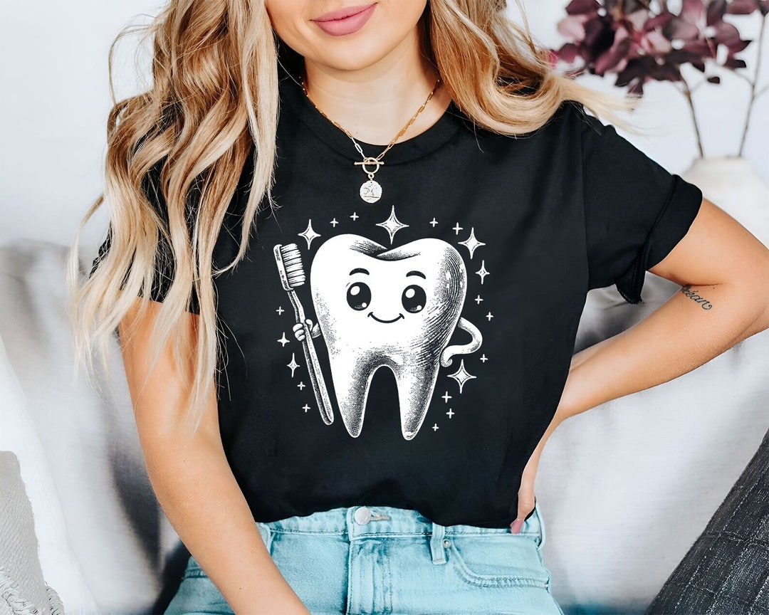 Smiling Tooth T-shirt | Dental Hygienist Tee | Dentist Gift | Dental ...