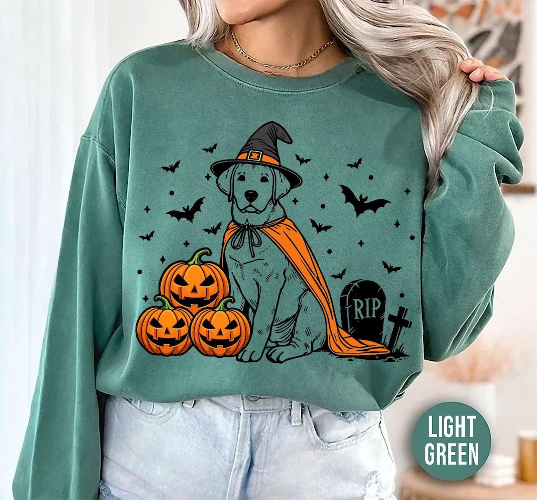 Halloween Labrador Sweatshirt | Spooky Lab Witch Sweater | Labrador Dog ...
