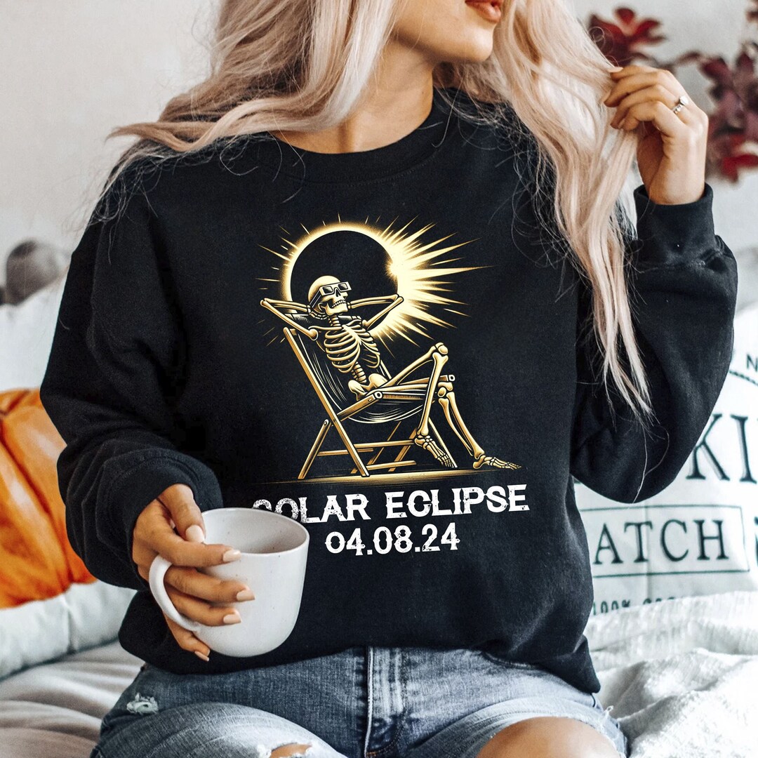 Total Solar Eclipse 2024 Skeleton Sweatshirt Eclipse Event Sweater ...