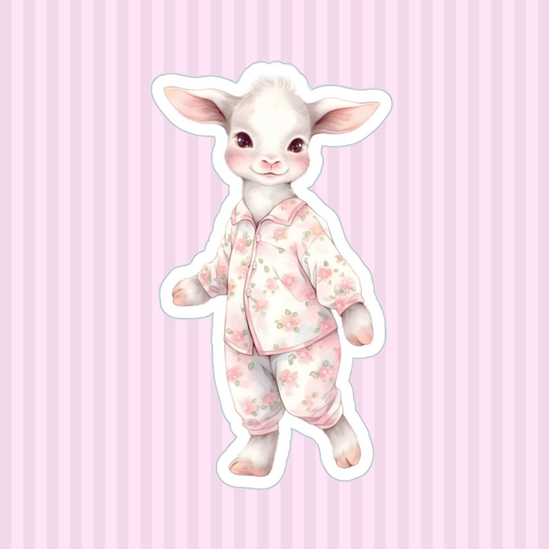 Cute Goat Sticker Cute Baby Goat in a Pink Pajamas Sticker - Etsy