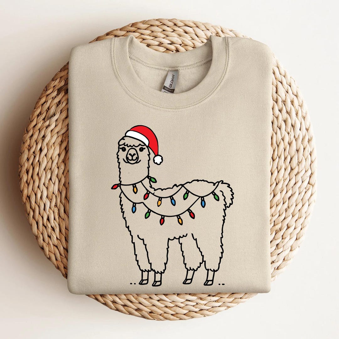 Christmas Llama Sweatshirt | Xmas Llama Sweater | Santa Llama Crewneck ...