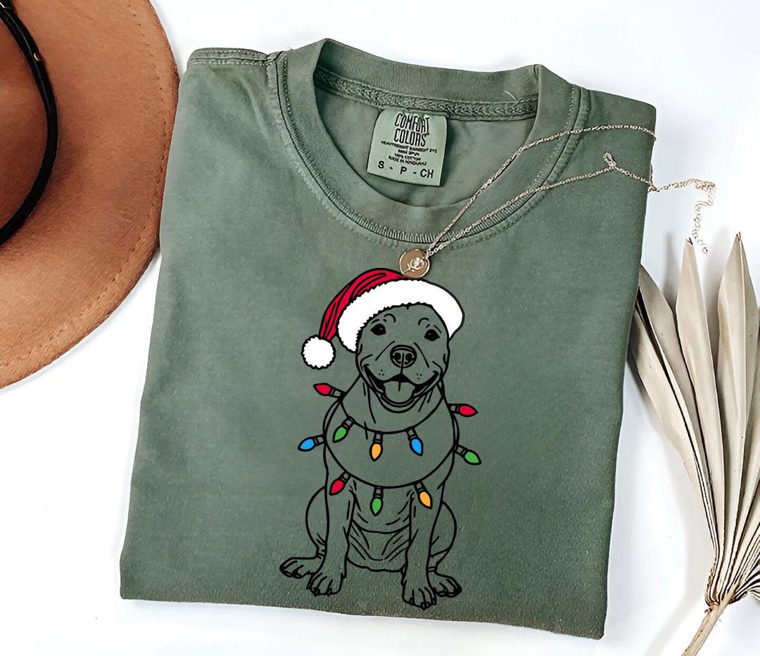 Christmas Pitbull Dog Tee Santa Pitbull Dog Shirt Xmas Pitbull Gift ...