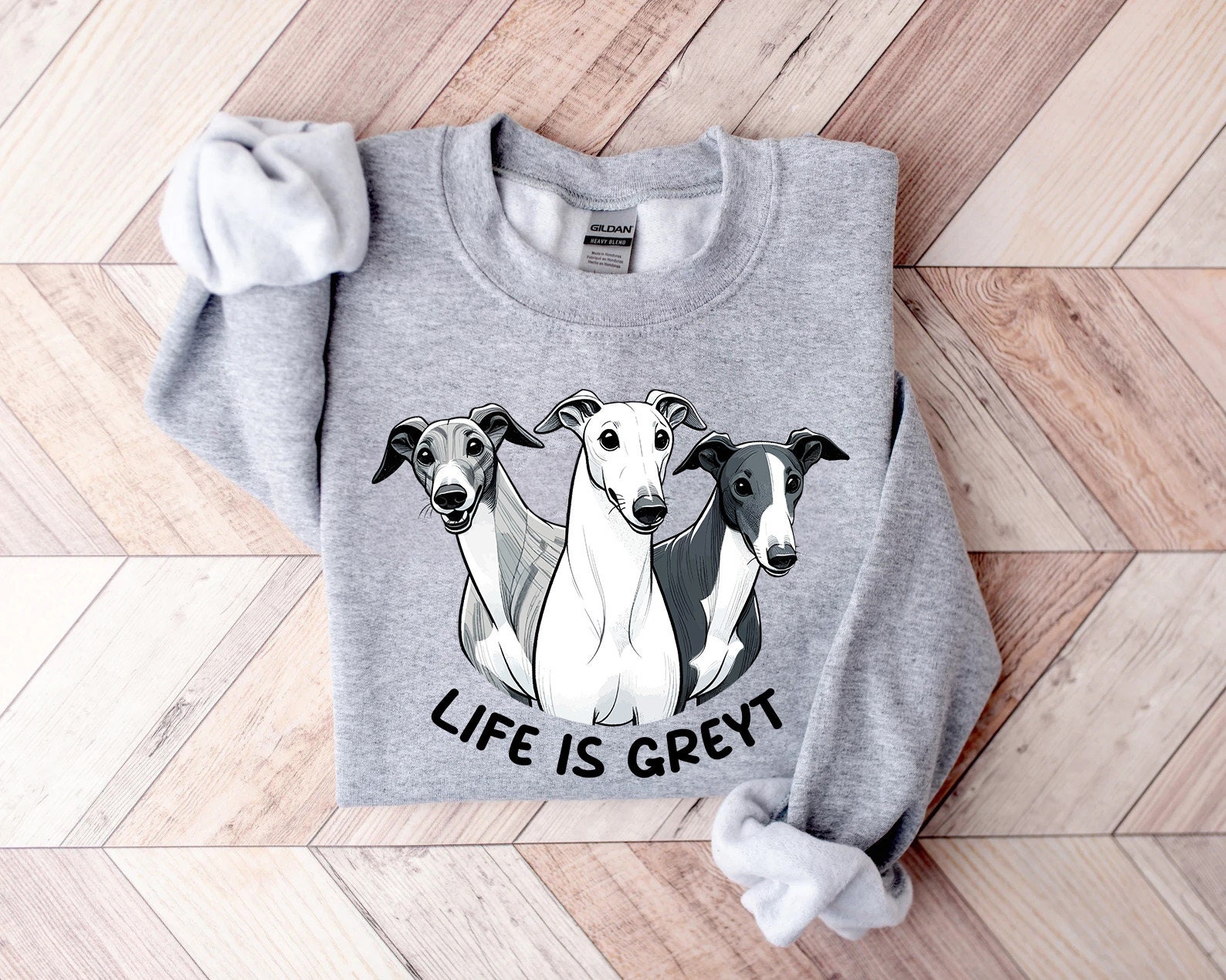 Greyhound Lover Sweatshirt Life is Greyt Pullover Whippet & Greyhound ...