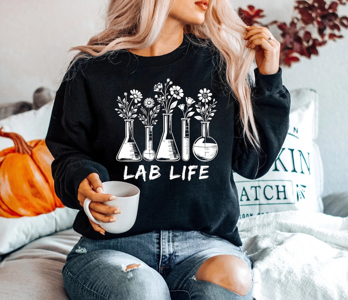 Lab Life Floral Beaker Sweatshirt | Botanical Science Crewneck ...