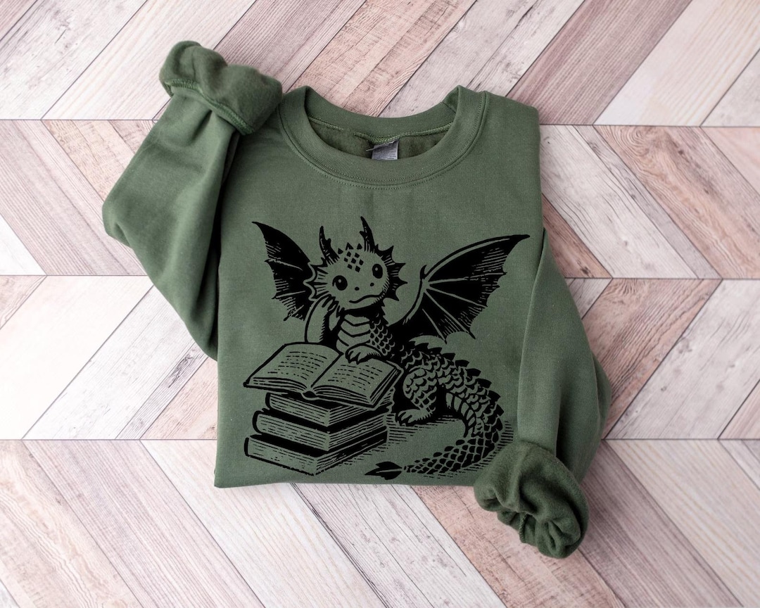 Dragon Book Lover Sweatshirt | Fantasy Reader Pullover | Bookworm ...