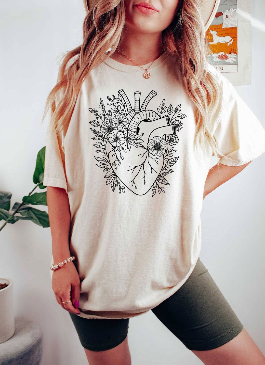 Floral Anatomical Heart T-shirt | Cardiac Nurse Tee | Botanical Heart ...