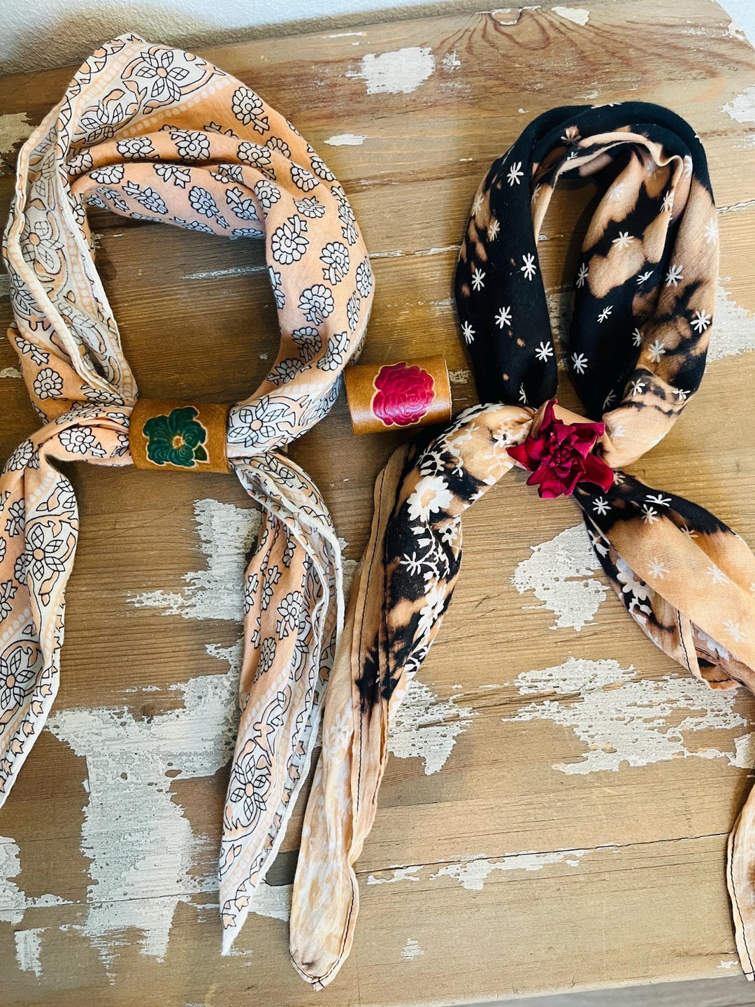 Leather Scarf, Bandana, Wild Rag Sliders - Available in Assorted Colors ...