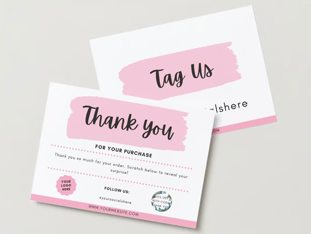 Thank You Card TEMPLATE - Scratch off Design - Etsy