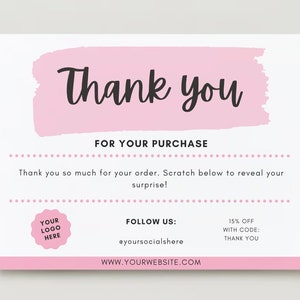 Thank You Card TEMPLATE Scratch off Design - Etsy