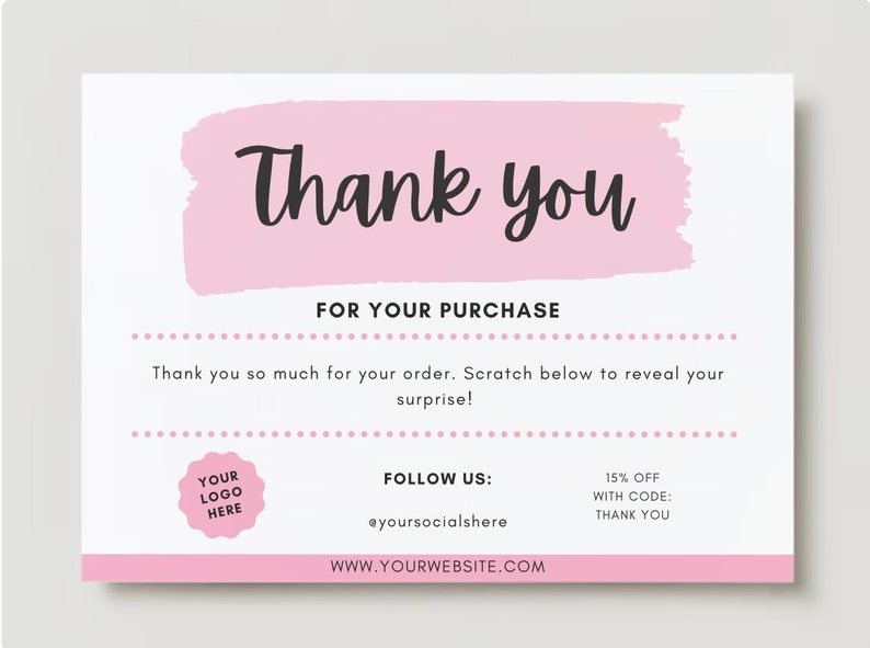 Thank You Card TEMPLATE - Scratch off Design - Etsy