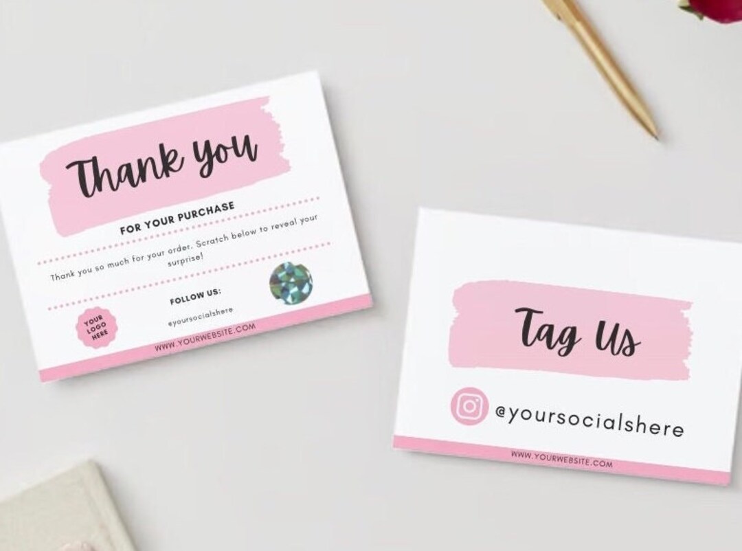 Thank You Card TEMPLATE - Scratch off Design - Etsy