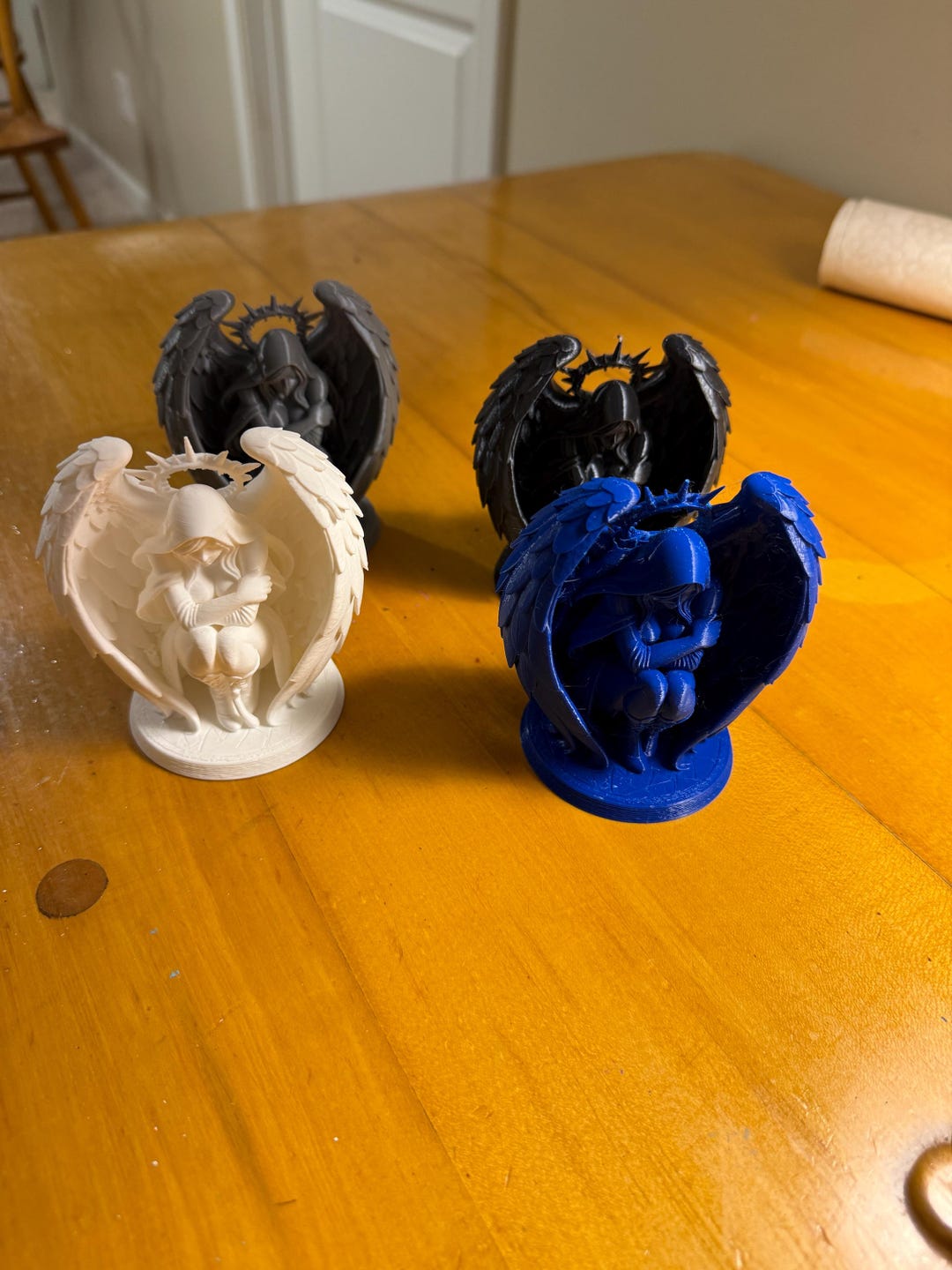 Hooded Guardian Angel Statue | 3D Printed Angel Figurine | Gothic Angel ...