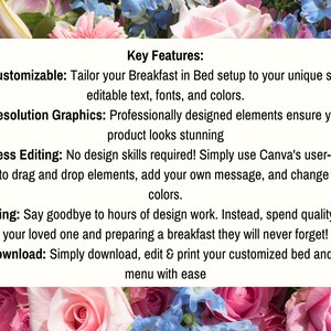 Editable Breakfast in Bed Menu Template | Perfect Mothers Day Gift ...