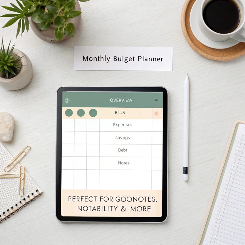 Minimalist Printable Monthly Budget Planner A4 US Letter Good Notes ...