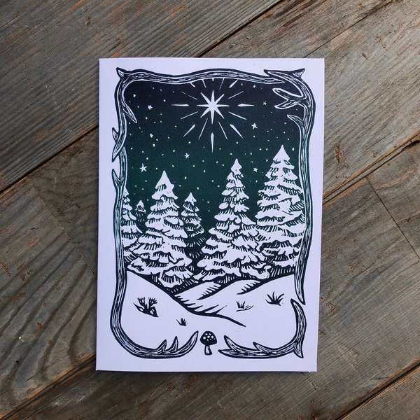 Linocut Christmas - Etsy