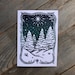 Original Linocut Print Solstice Card- Winter Night W/ Conifers- 5" X 7 ...