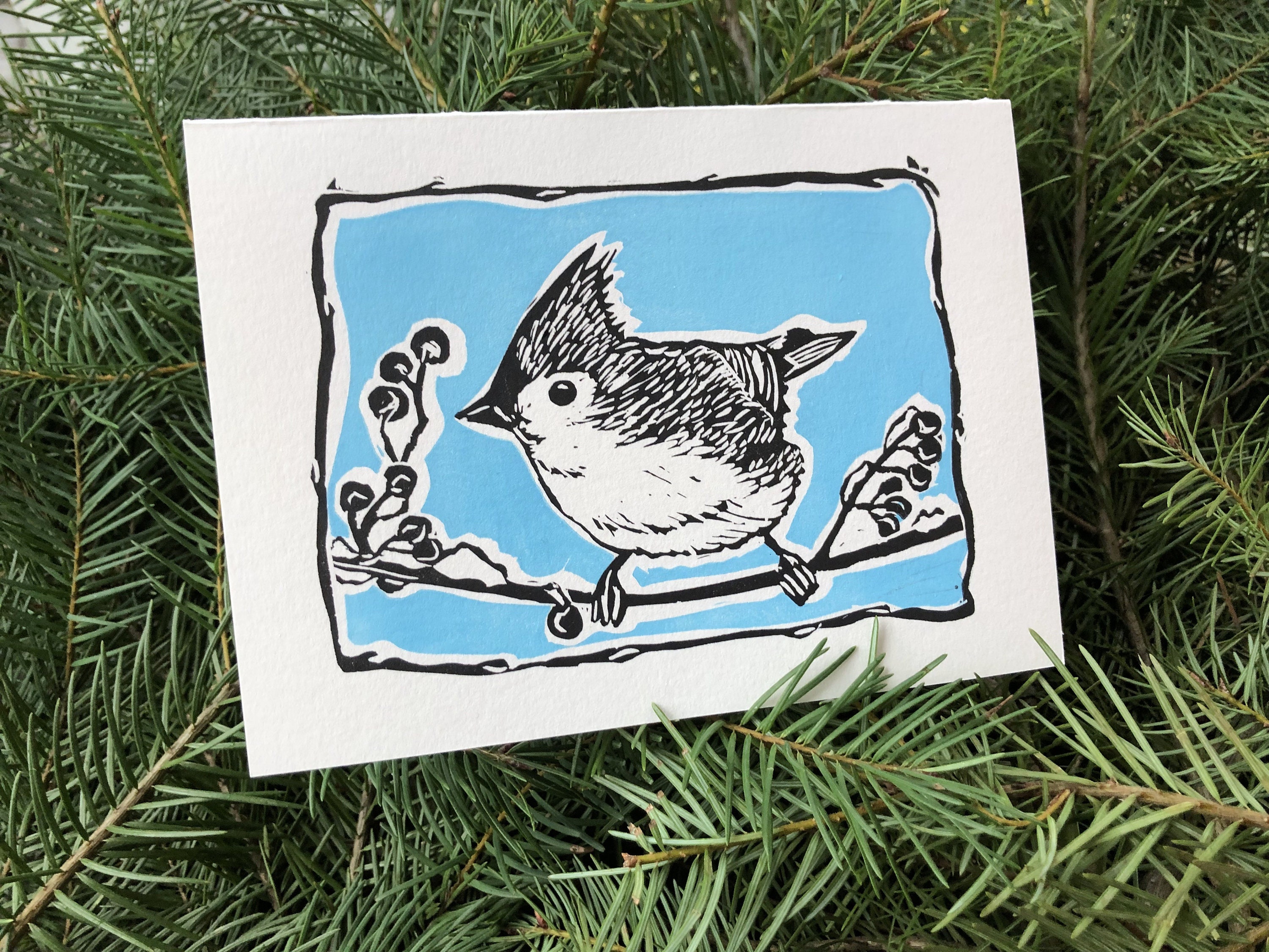 5 Pack Holiday Cards- Original Linocut Note Cards- Solstice Cards- Yule ...