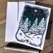 Original Linocut Print Solstice Card- Winter Night W/ Conifers- 5" X 7 ...
