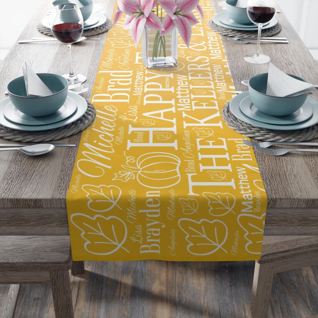 Thanksgiving or Friendsgiving Table Runner With Family or Friends Name ...