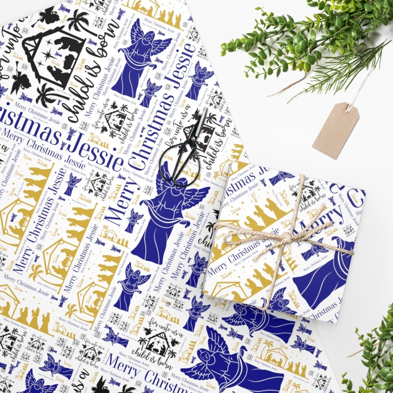 Personalized Wrapping Paper With Name Bethlehem Nativity Scene ...