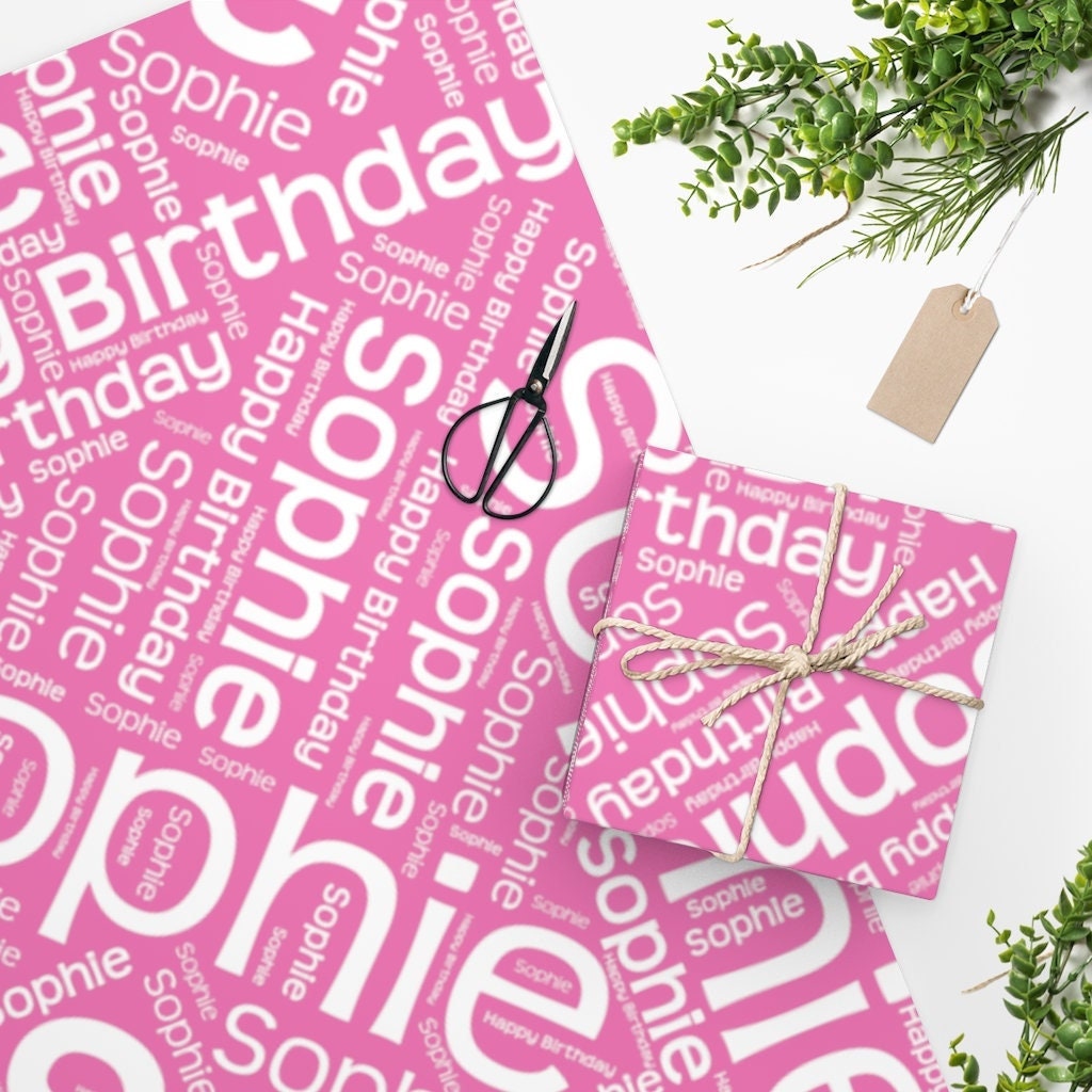 Custom Birthday Wrapping Paper With Name, Personalized Gift Wrap for ...