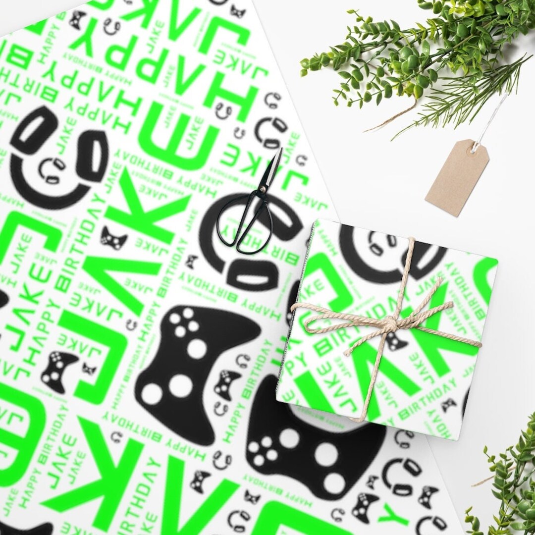 Birthday Wrapping Paper Personalize Video Game, Gamer Wrapping Paper ...
