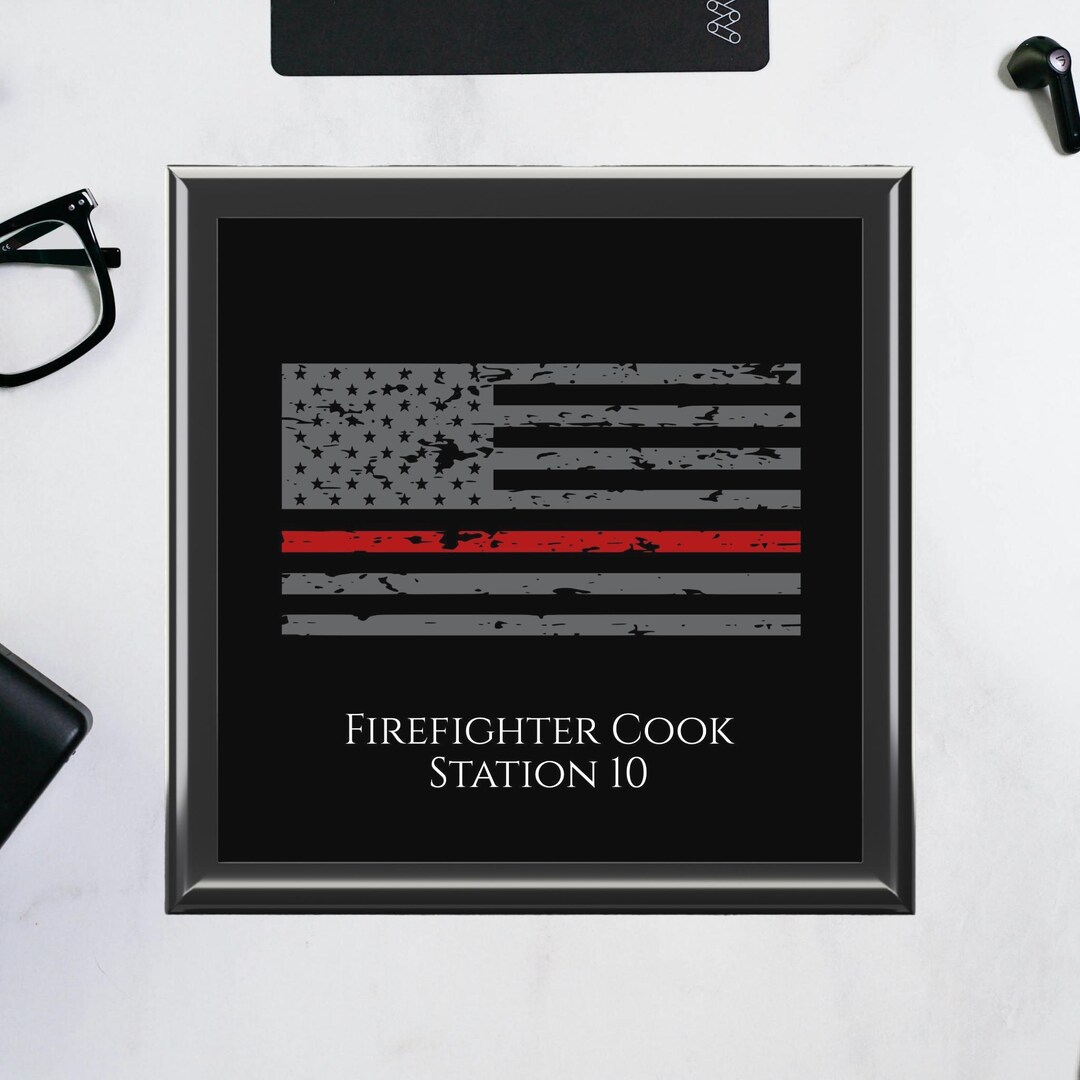 Personalized Firefighter Keepsake Box With Red Line American Flag ...