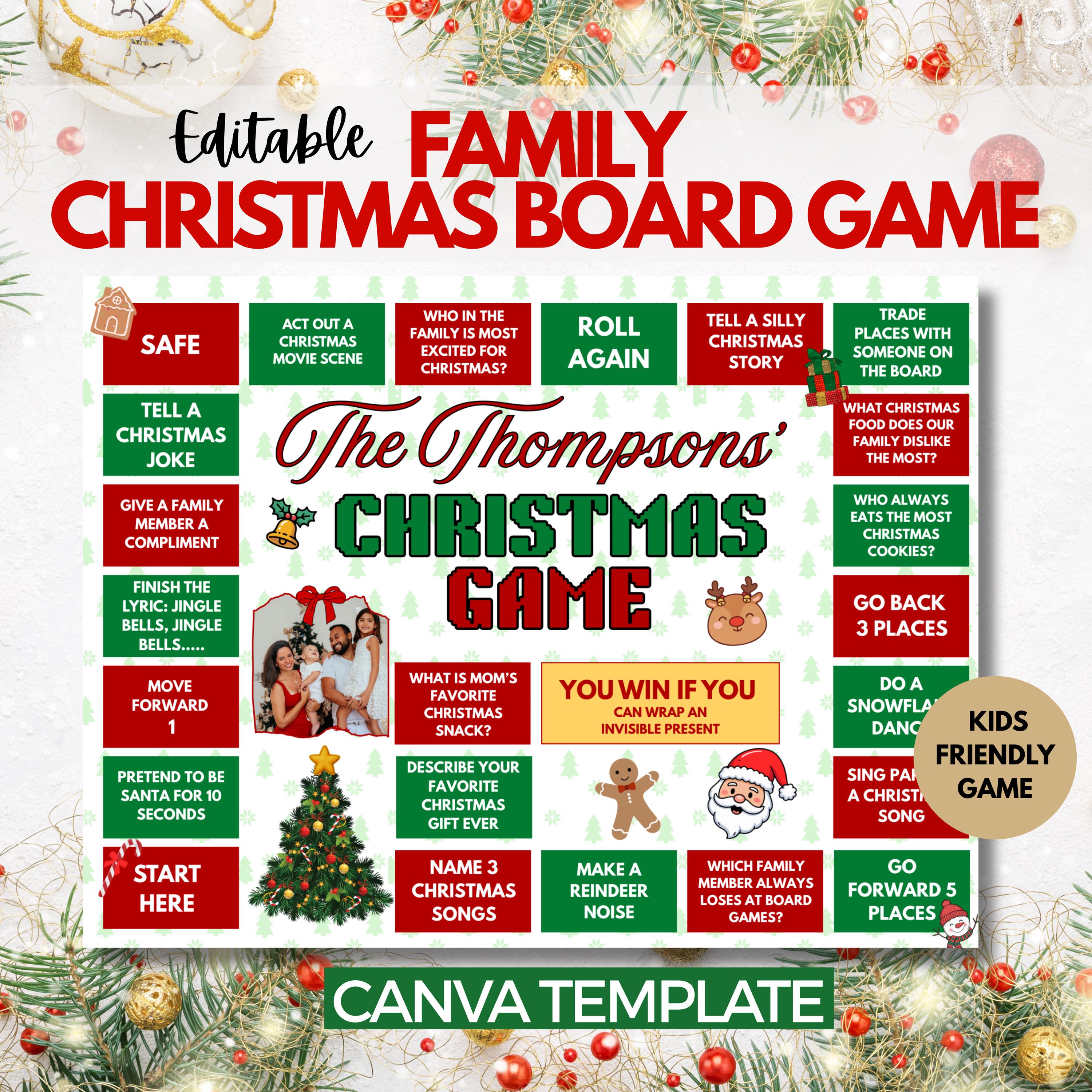 Editable Family Christmas Board Game, Printable Christmas Game for ...