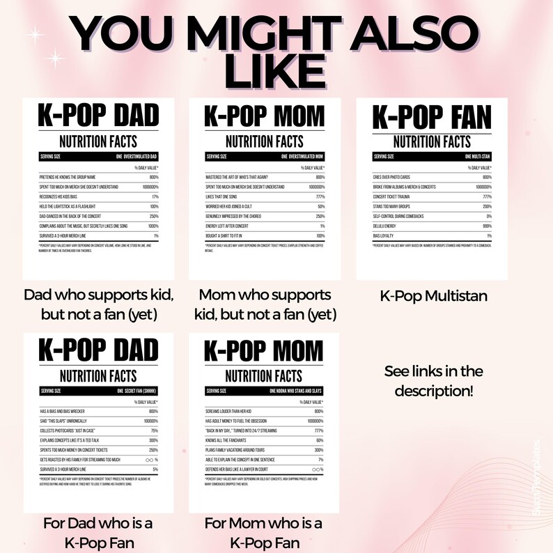 K-pop Dad Fan Edition, Funny SVG, K-pop Father PNG, Nutrition Facts ...