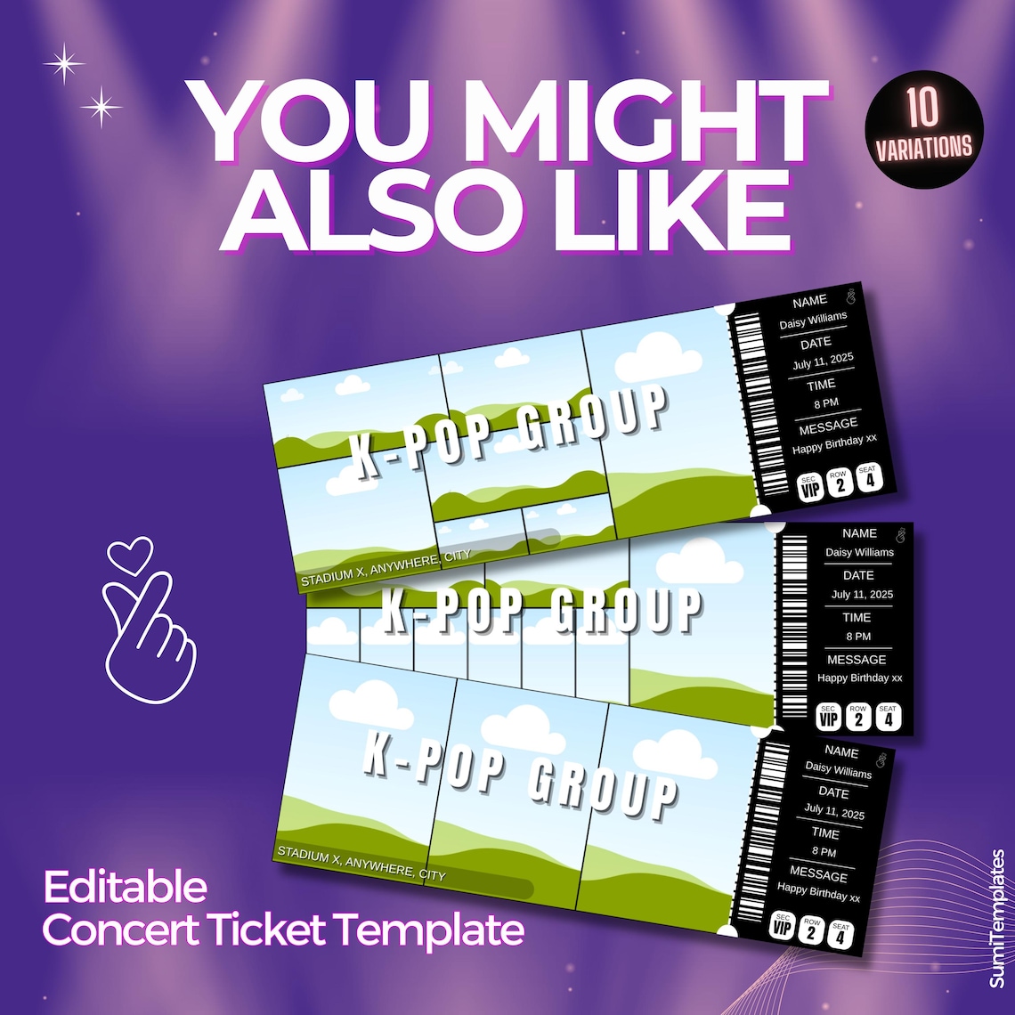 Editable K-pop Concert Ticket Template, Custom Concert Ticket ...