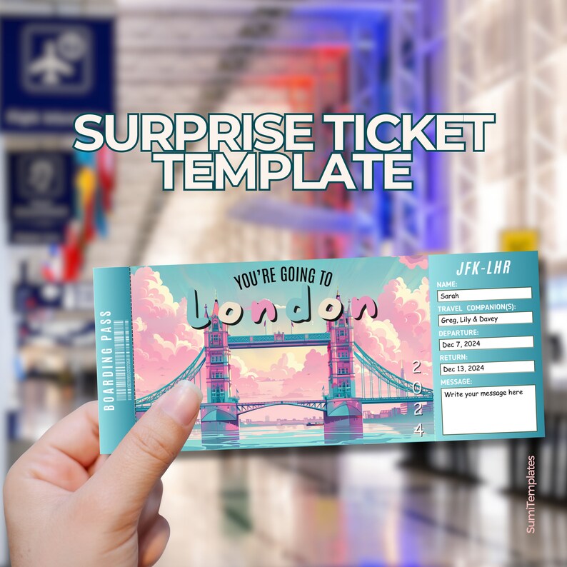 Editable London Boarding Pass, Custom Flight Ticket,surprise Ticket ...