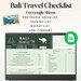 Bali Travel Checklist, Bali Essentials, Packing List, Google Sheets ...