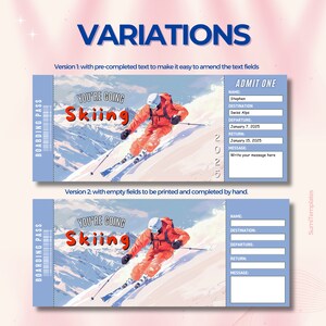 Editable Skiing Boarding Pass, Surprise Ticket, Custom Flight Ticket ...