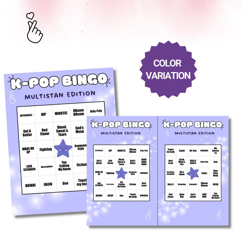 Printable K-pop Bingo Game, Multistan Edition – 50 Card Set, Digital ...