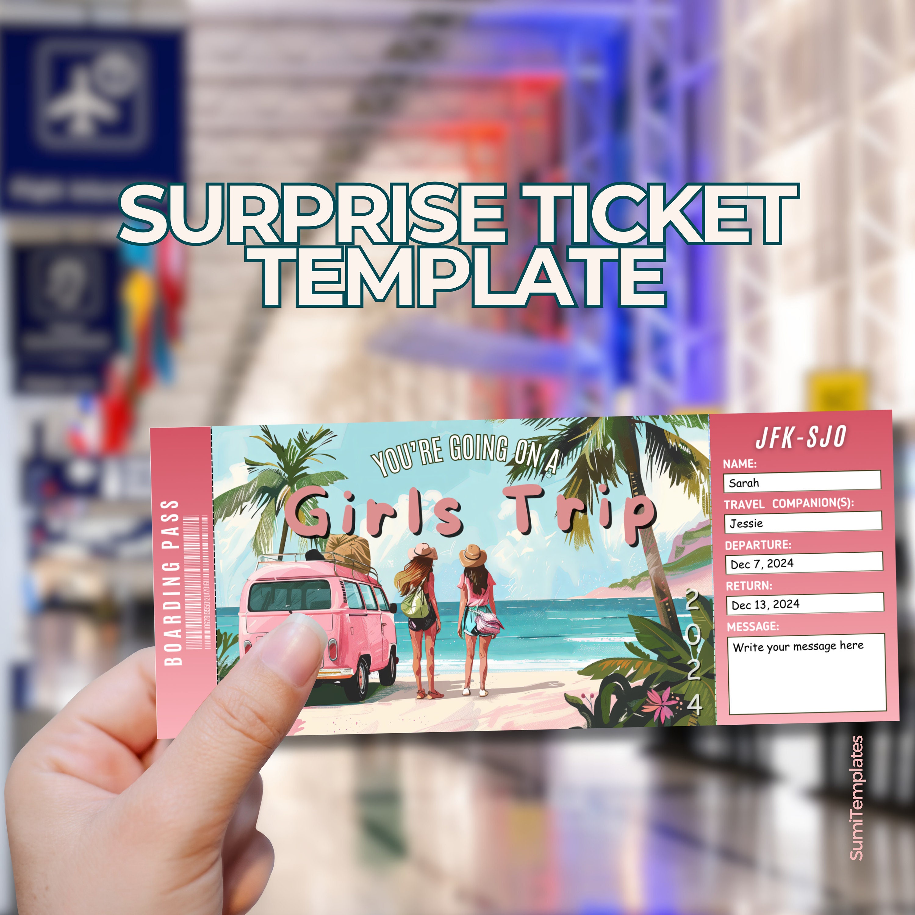 Girls Trip Surprise Ticket, Personalized Boarding Pass, Custom Flight ...