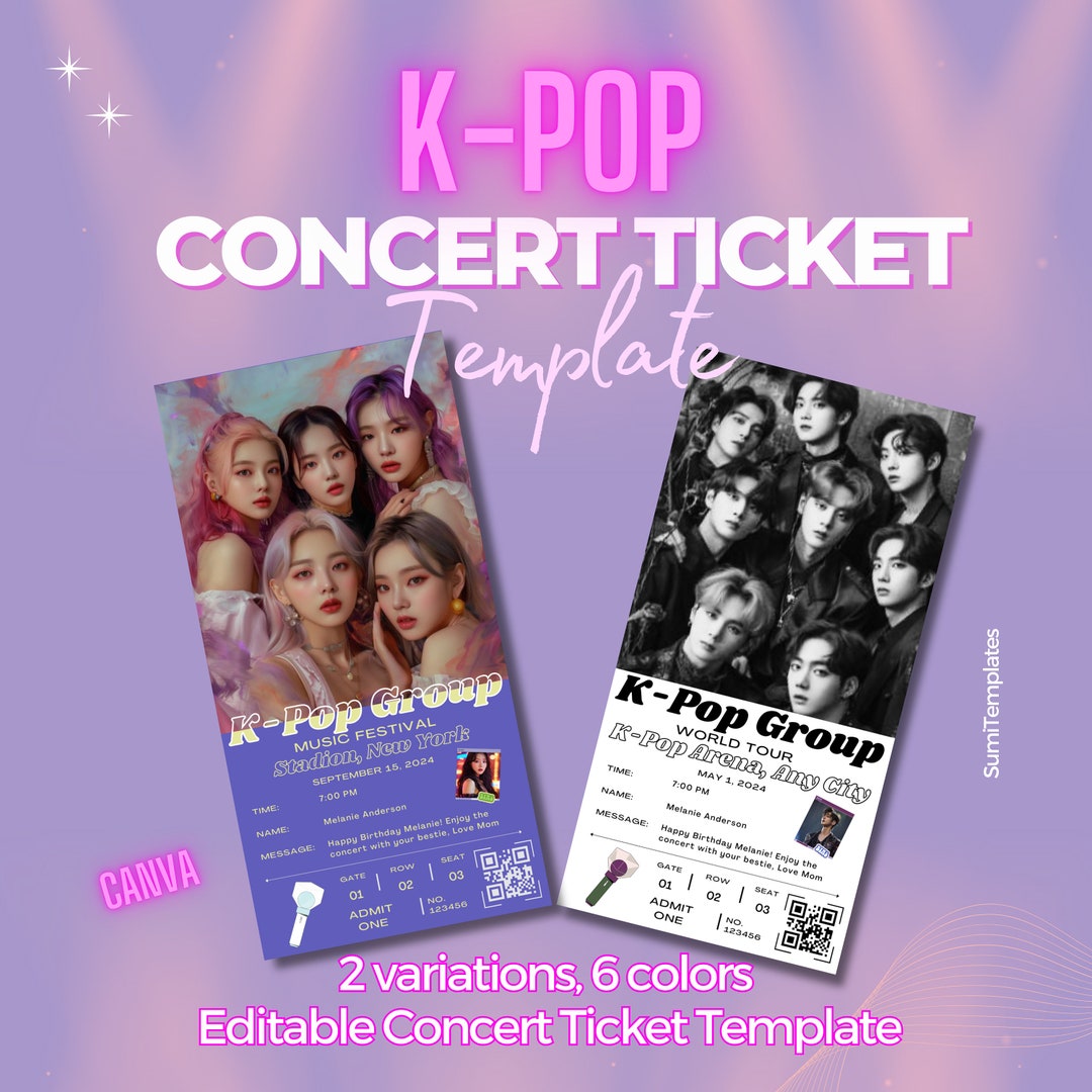 Editable K-pop Concert Ticket Template, Custom Concert Ticket ...