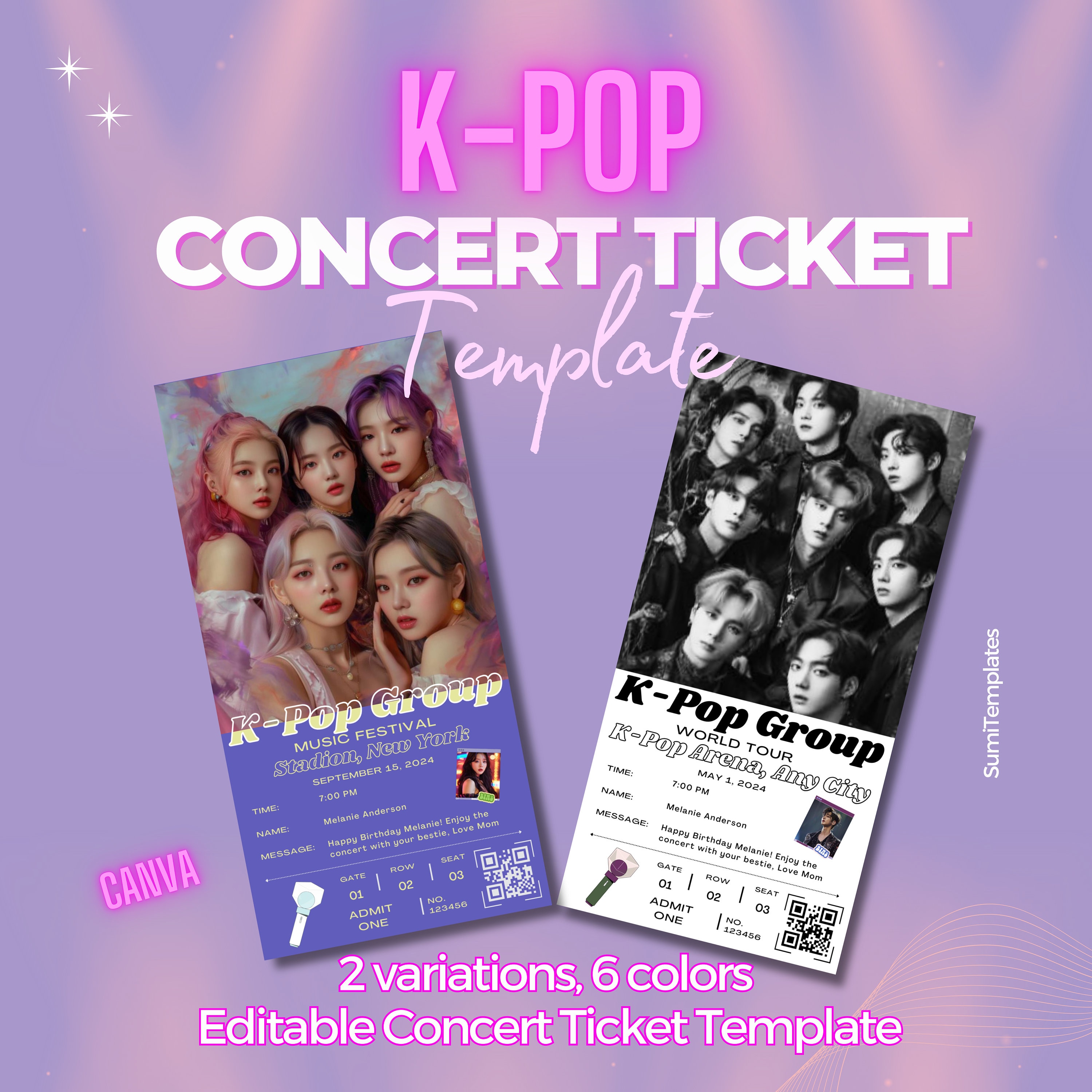Editable K-pop Concert Ticket Template, Custom Concert Ticket, Personalized Gift Idea for K-pop ...