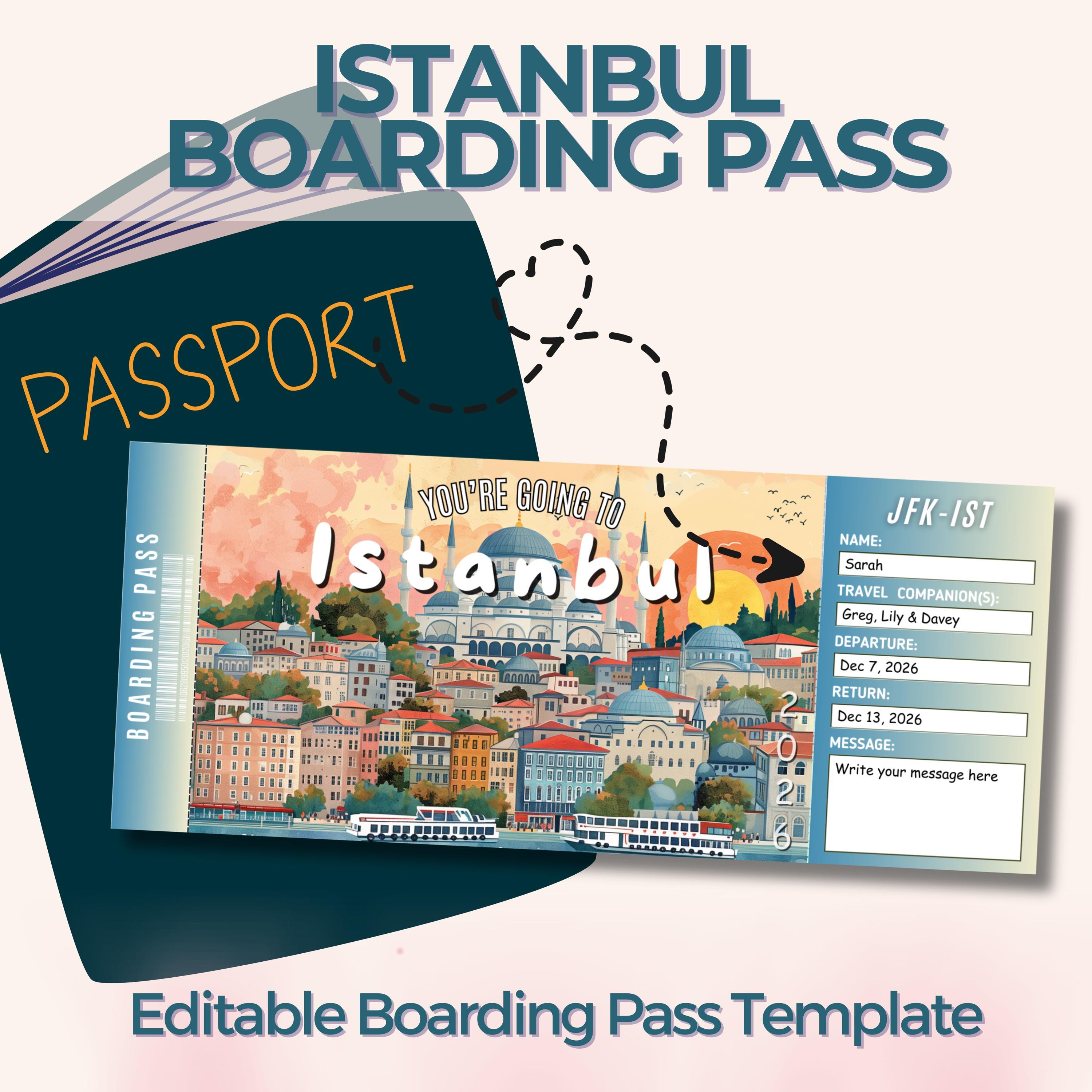Istanbul Boarding Pass, Fake Flight Ticket, Surprise Ticket ...