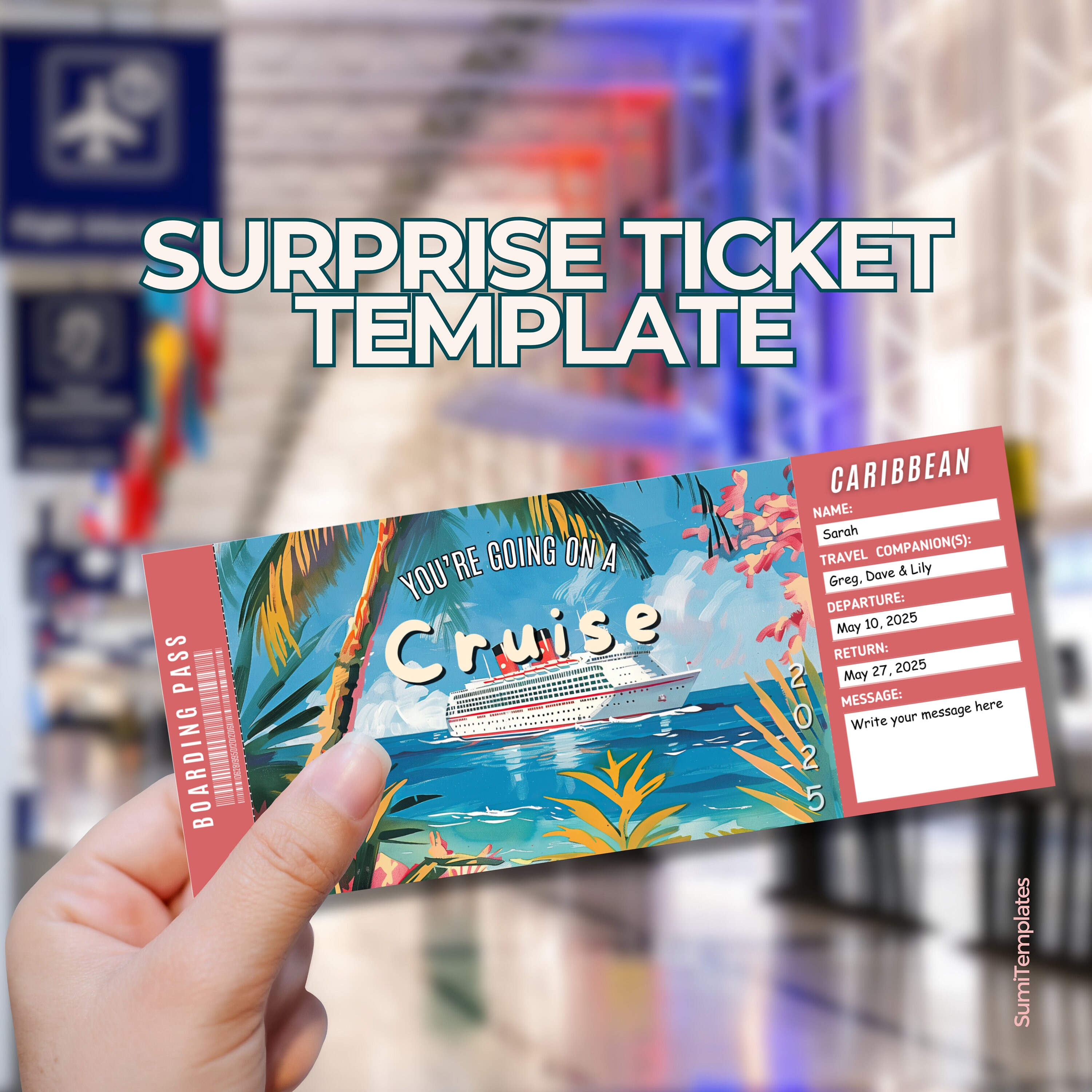 Cruise Boarding Pass, Custom Cruise Ticket, Editable Canva Template ...