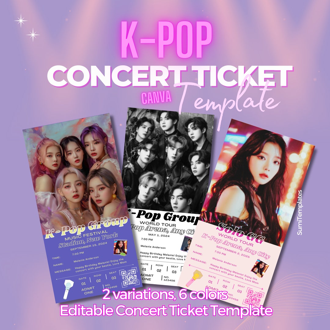 Editable K-pop Concert Ticket Template, Custom Concert Ticket ...
