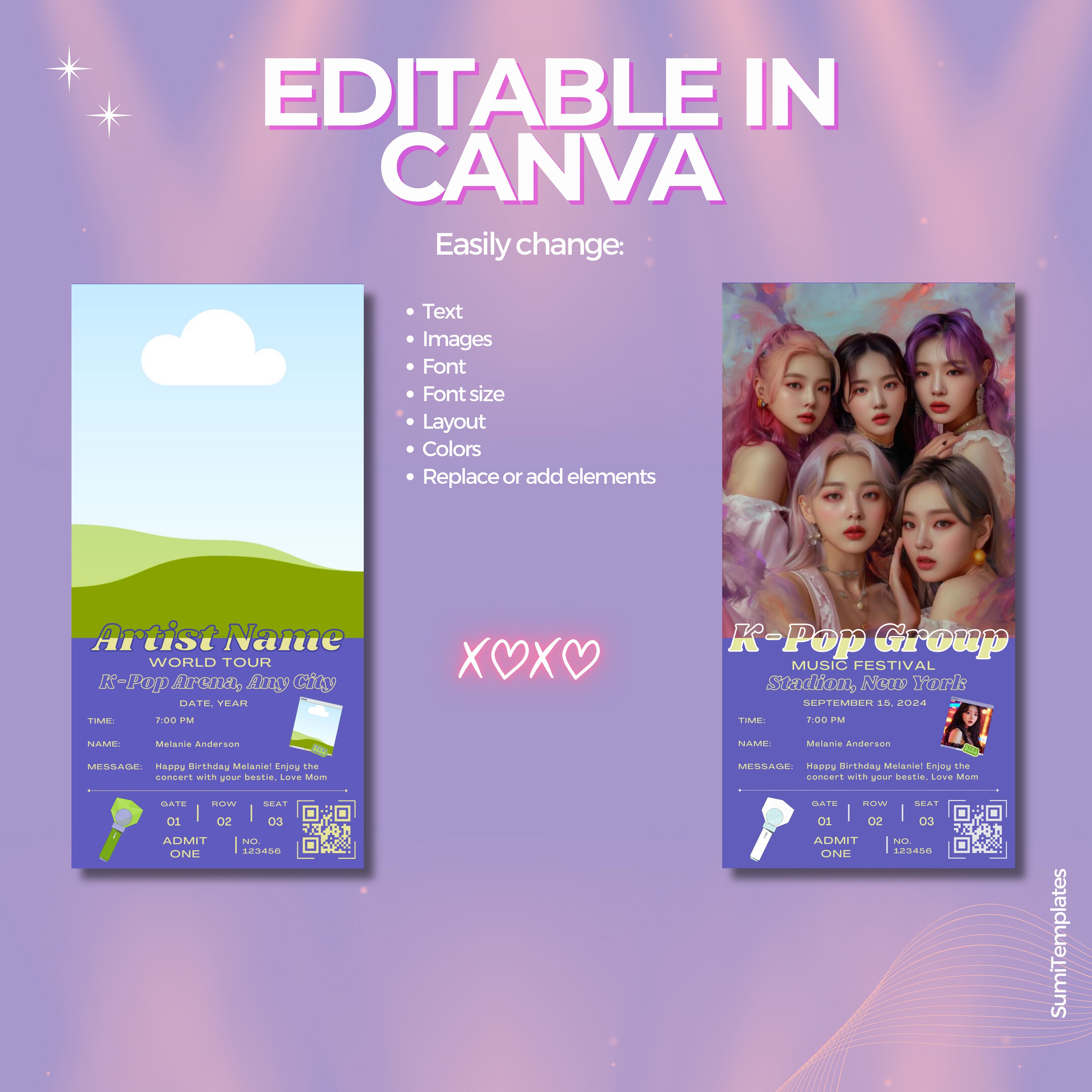 Editable K-pop Concert Ticket Template, Custom Concert Ticket ...